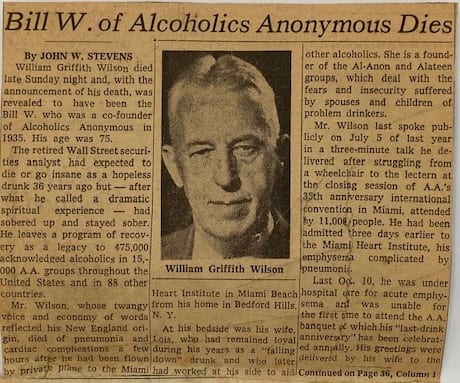 Bill W. of Alcoholics Anonymous Dies - January 24, 1971 | Recovery Speakers