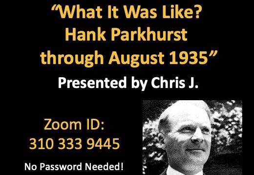 "What it was Like? Hank Parkhurst through August 1935" presented by ...
