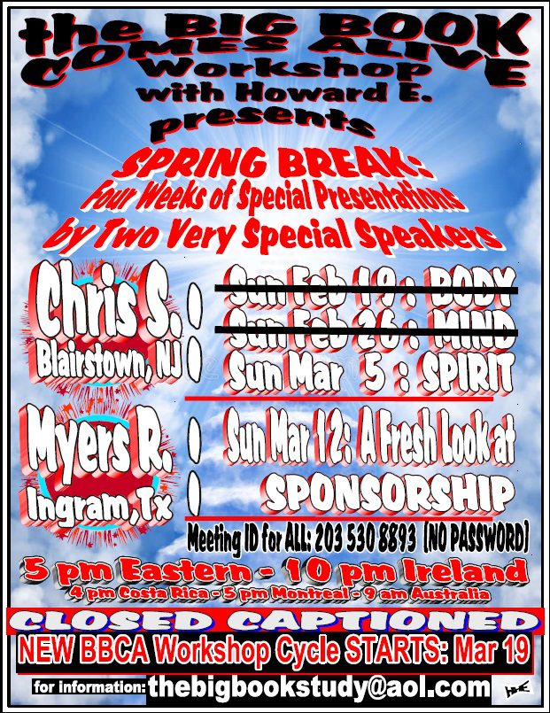 Sunday 3/5/23 Big Book Comes Alive Step Study Workshop - "Spring Break ...